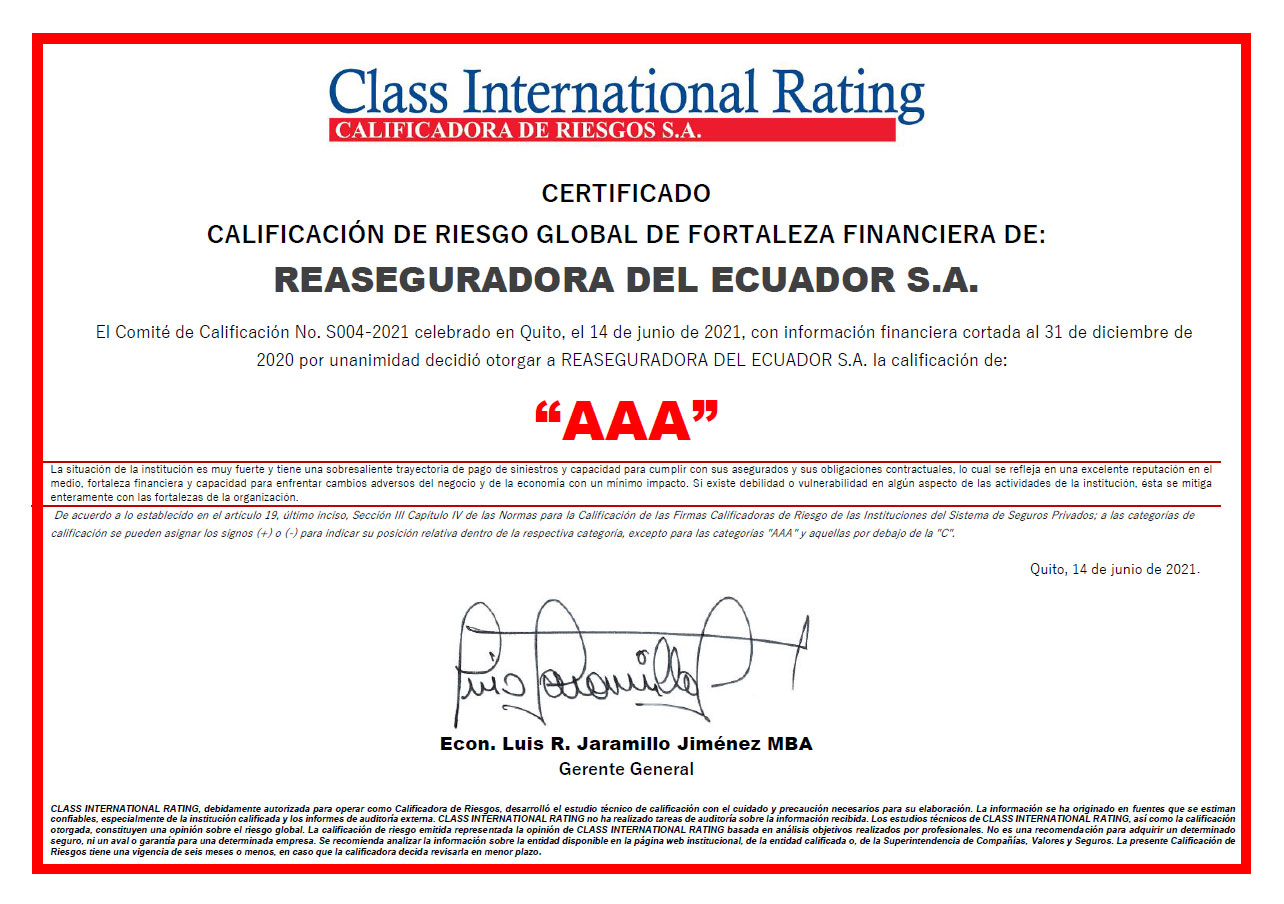 Calificación de Riesgo - EcuaRe
